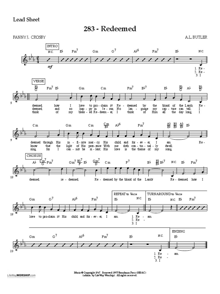 283 - Redeemed: Lead Sheet | PDF