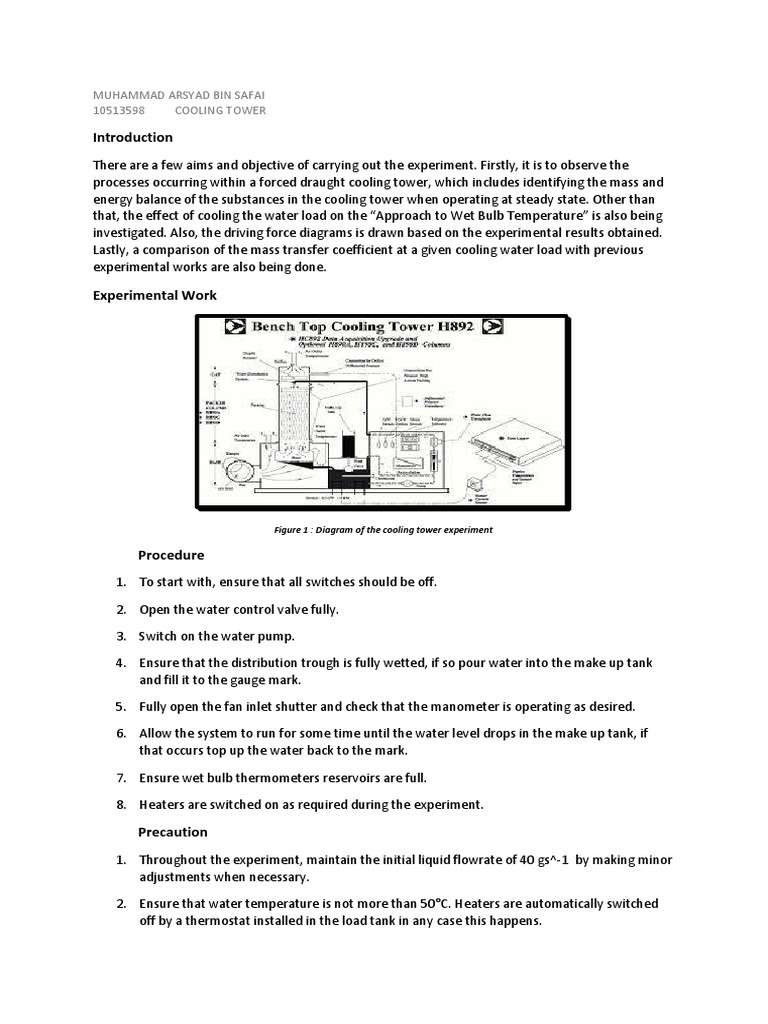 Cooling Tower Experiment Report | PDF | Enthalpy | Heat