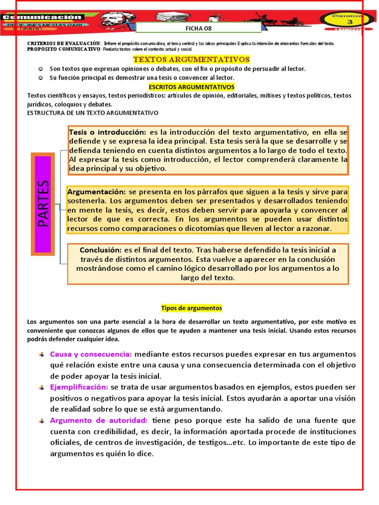 Ficha 1 Textos Argumentativos. 2do de Sec. | PDF | Ensayos