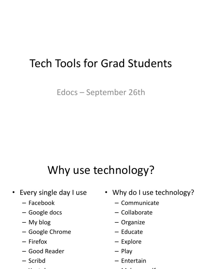 Tech Tools For Grad Students | PDF | Google | Teachers
