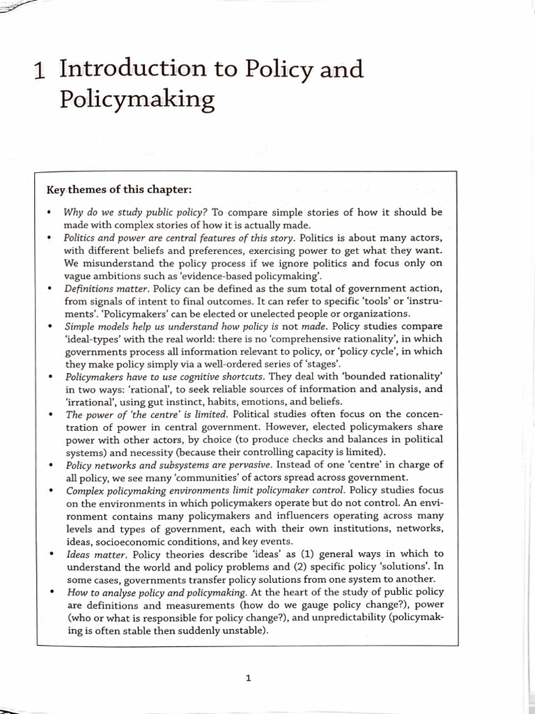 Cairney 2020 - Understanding Public Policy - 2 Edition - Chapter 1 | PDF | Policy | Rationality