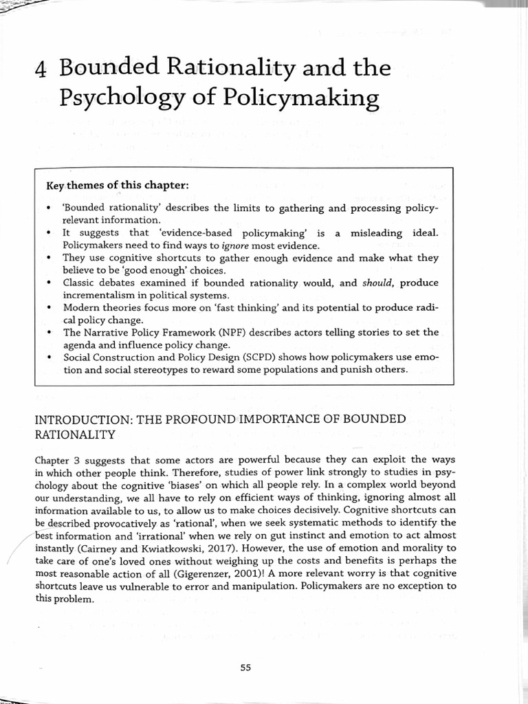Cairney 2020 - Understanding Public Policy - 2 Edition - Chapter 4 | PDF | Rationality | Policy
