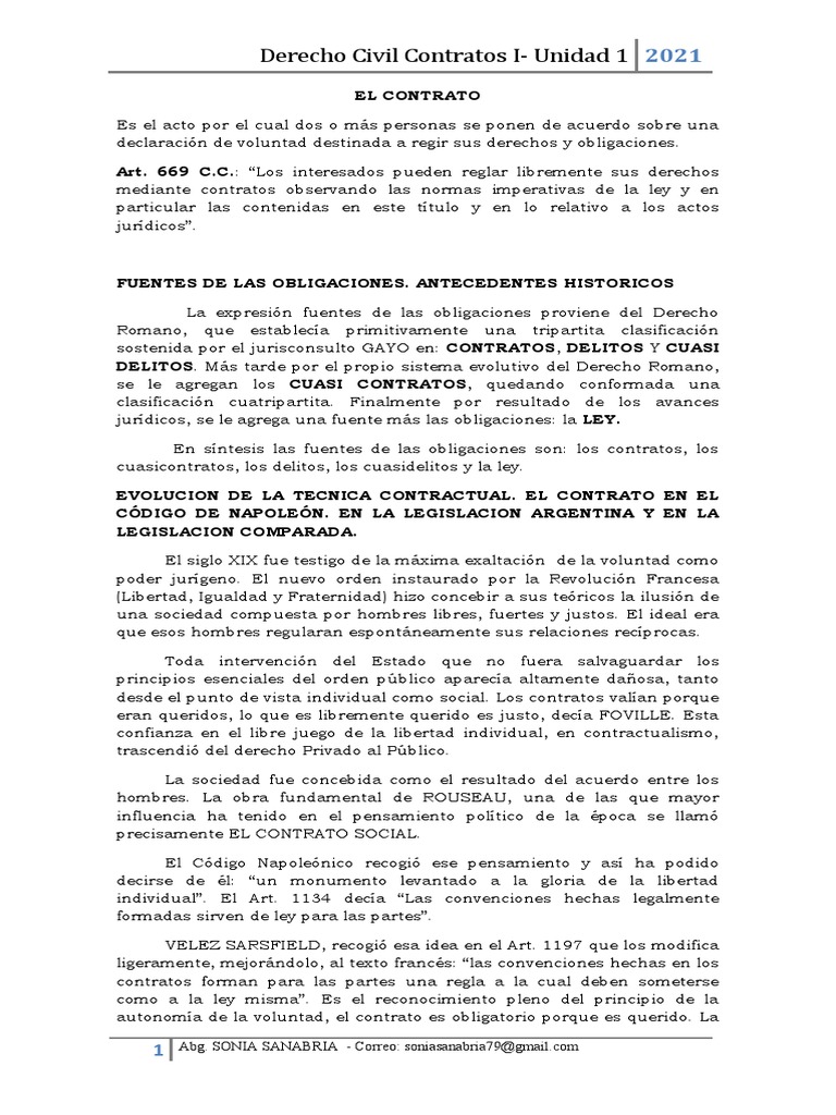 Unidad 1el Contrato | PDF | Intención (Derecho Penal) | Derecho privado