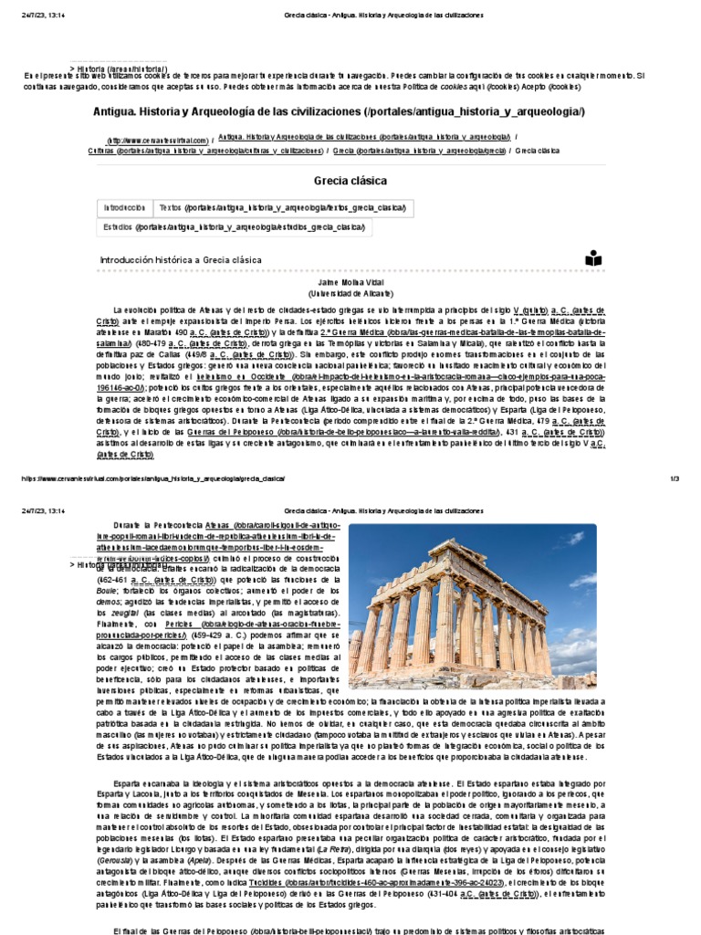Grecia Clásica - Antigua. Historia y Arqueología de Las Civilizaciones | PDF | Esparta | Antigua ...