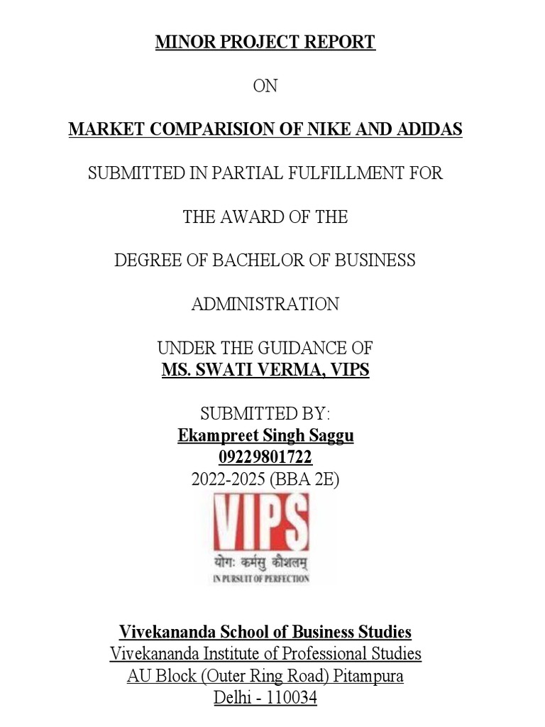 Minor Project Report On Adidas Vs Nike Bba | PDF | Adidas | Sneakers