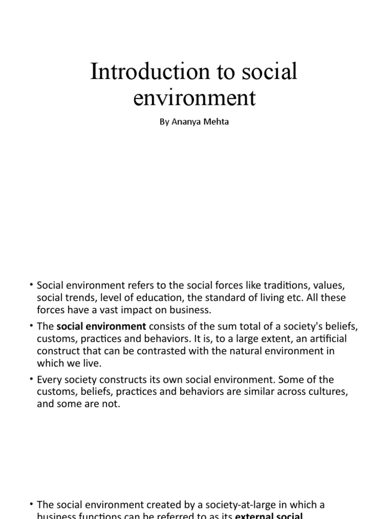 Introduction To Social Environment | PDF