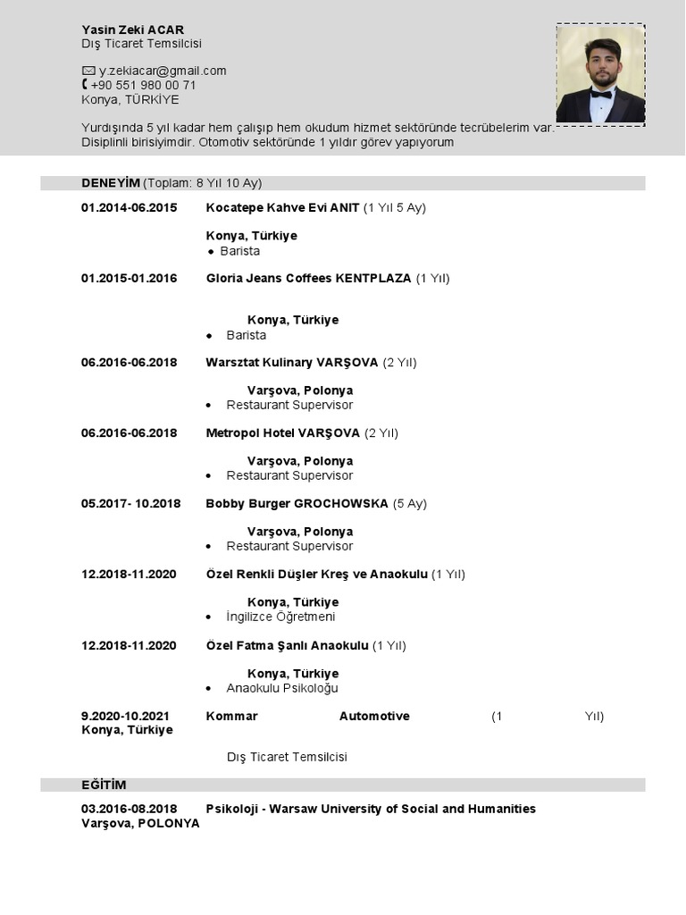 Yasin Zeki ACAR - CV | PDF