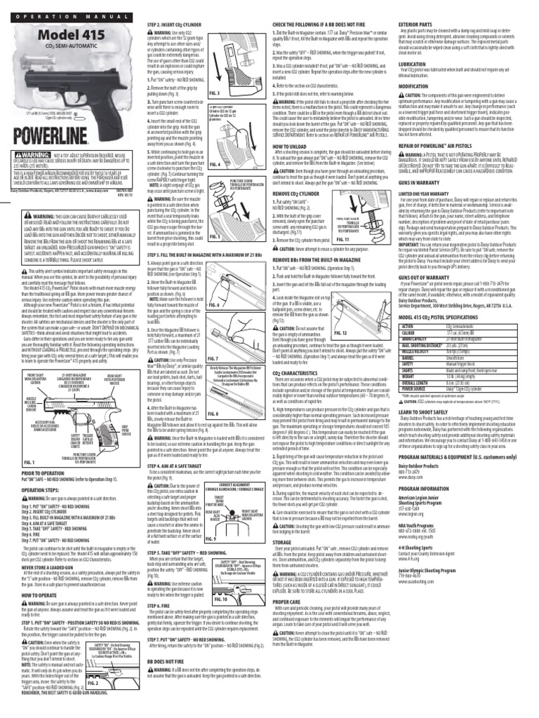 Daisy Powerline 415 Co2 BB Pistol Owners Manual | PDF | Gun Barrel | Gun
