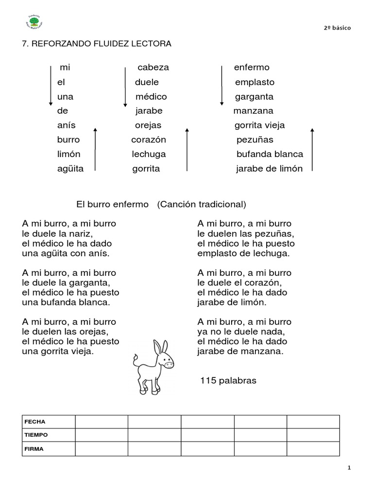 2º - 7 - Fluidez - C El Burro Enfermo | PDF