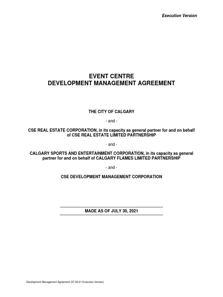 Development Management Agreement (07 30 21 Execution Version) | PDF ...