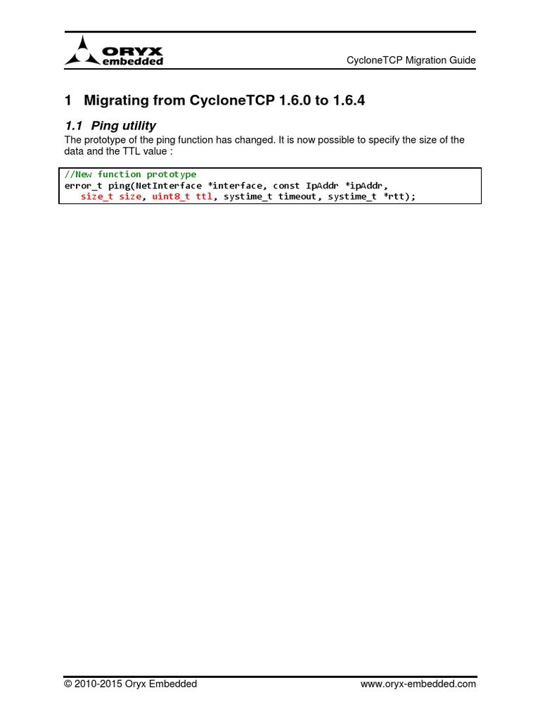 CycloneTCP Porting Guide 1.6.0 | PDF | Network Architecture | Network ...