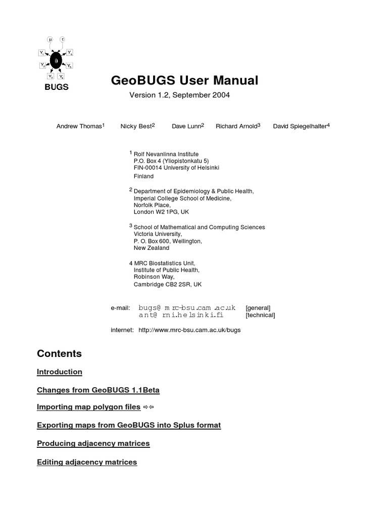 GeoBUGS User Manual Overview | PDF | Button (Computing) | Euclidean Vector