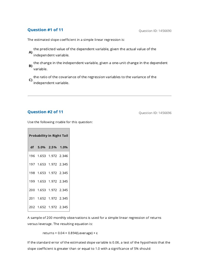 Reading 7 Introduction To Linear Regression | PDF | Errors And Residuals | Regression Analysis
