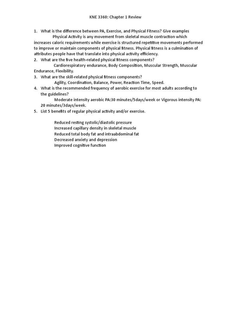 KINE 3360 Chapter 1 Review | PDF