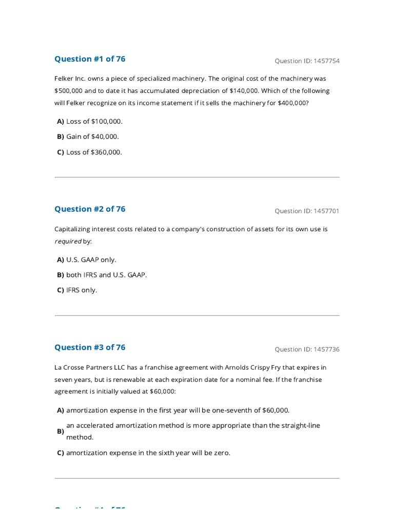 Financial Reporting and Asset Management Quiz | PDF | Depreciation ...