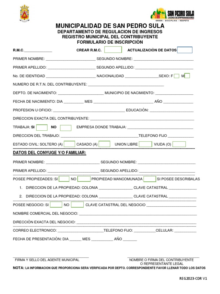 Formulario Actualizacion o Creacion RMC 2023 | PDF