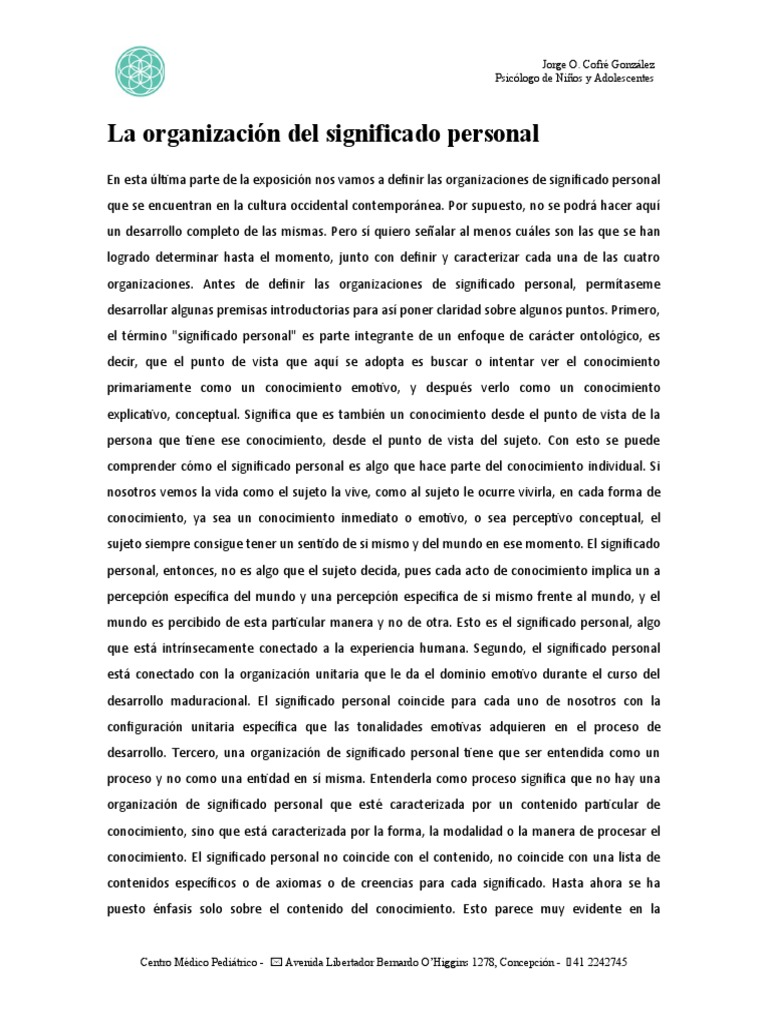 La Organización Del Significado Personal | PDF | Conocimiento | Las ...