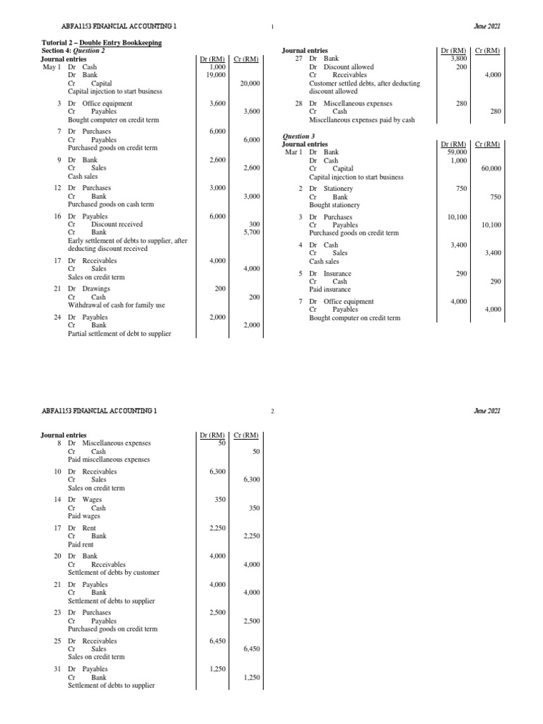 T2 - ABFA1153 (Extra) | PDF | Debits And Credits | Accounts Payable