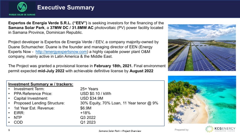 Investment Opportunity: Samana Solar Park | PDF | Technology & Engineering