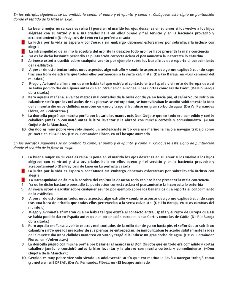 En Los Párrafos Siguientes Se Ha Omitido La Coma | PDF