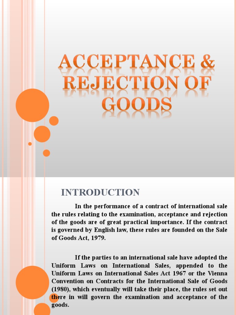3.2 Acceptance & Rejection of Goods | Download Free PDF | Breach Of ...
