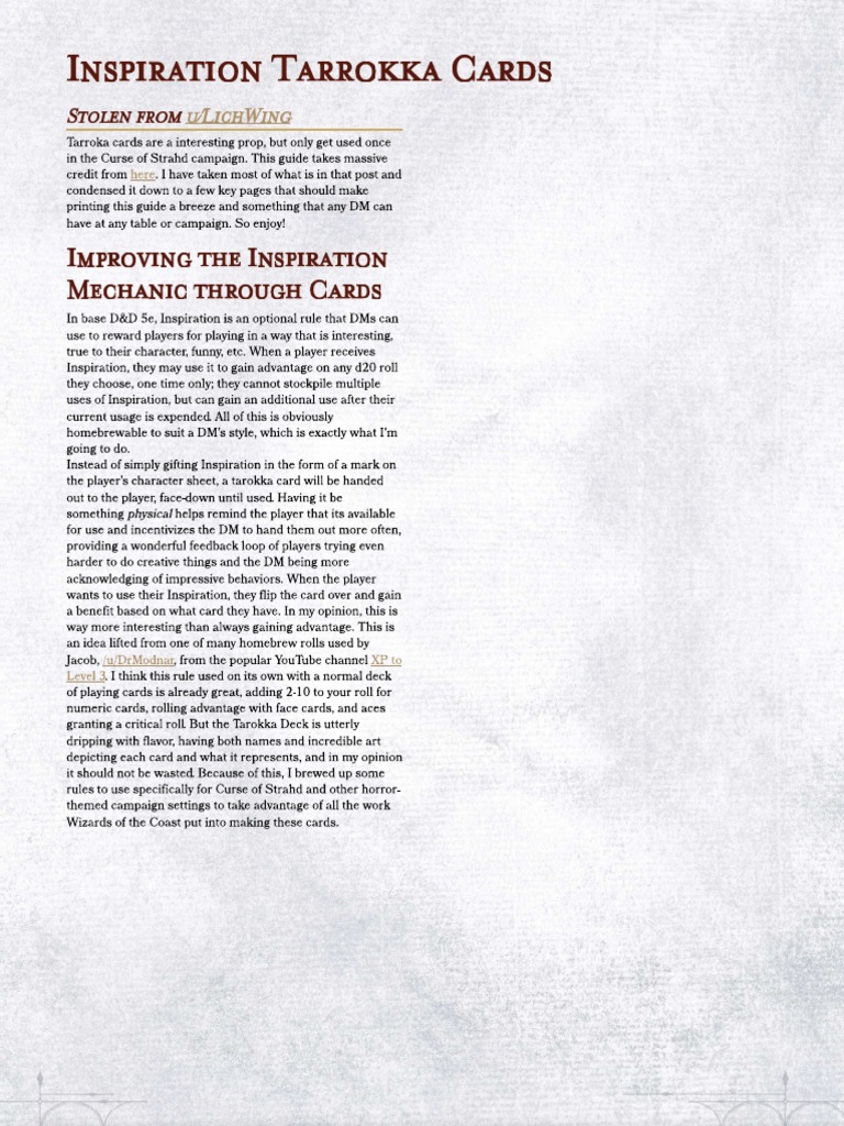 Inspiration Tarokka Cards | PDF