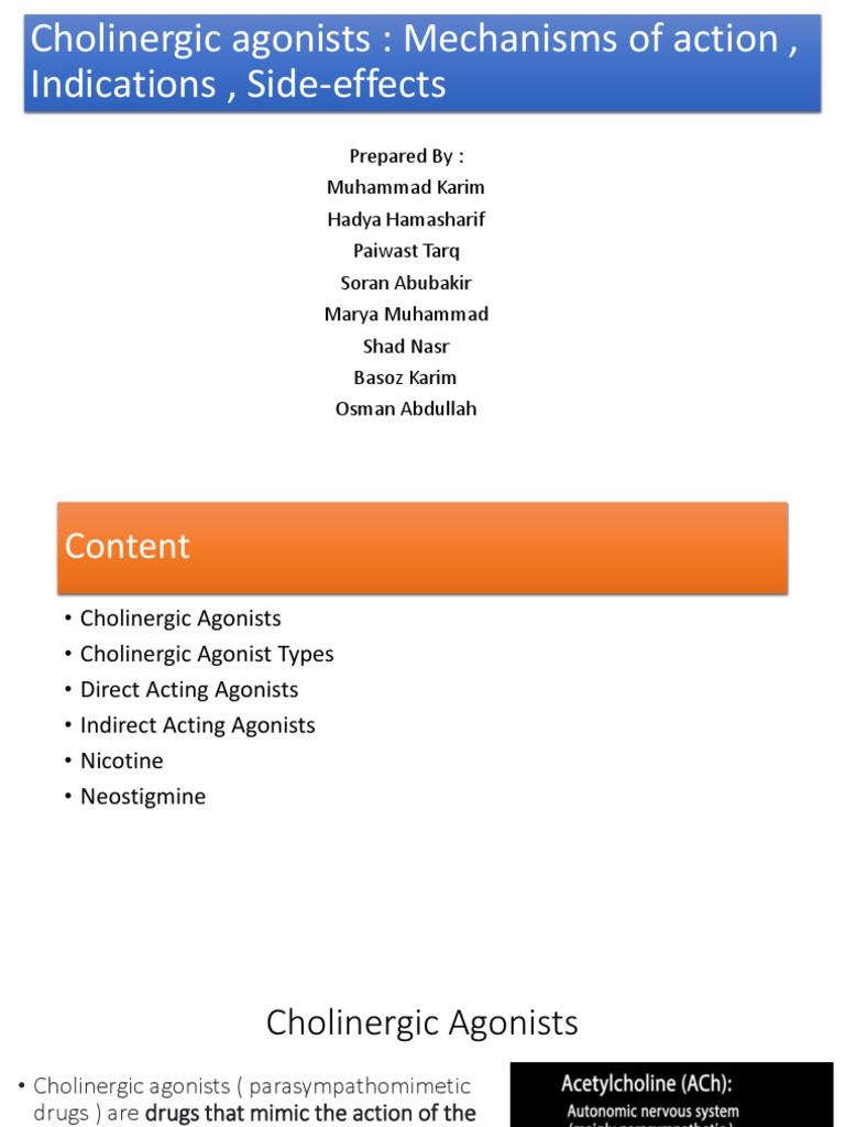 Cholinergic Agonists | PDF | Acetylcholine | Enzyme Inhibitor