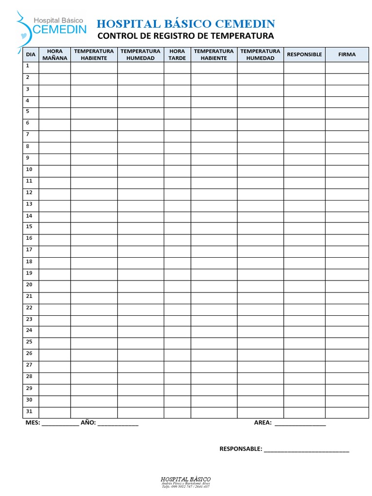 Hoja Control de Registro de Temperatura | PDF