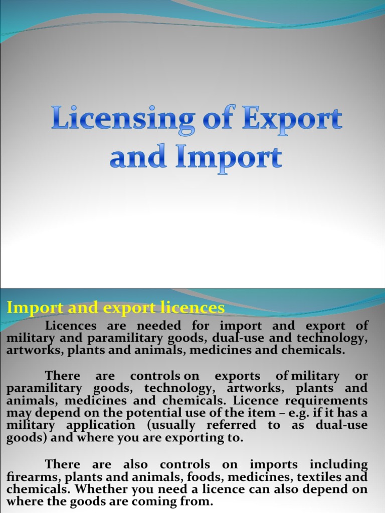 4.7 Licensing of Export and Import | PDF | Bill Of Lading | License