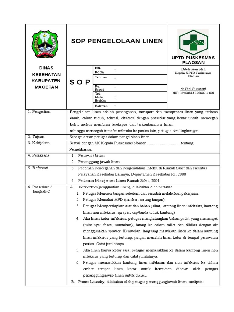 SPO Pengelolaan Linen | PDF