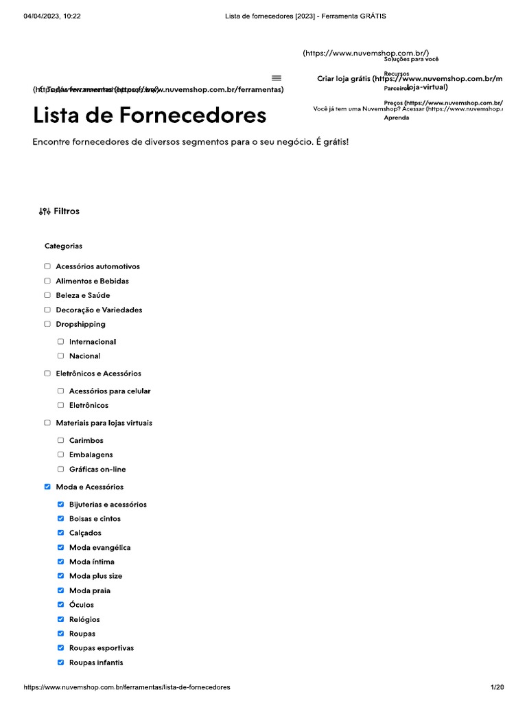 Lista Fornecedores | PDF