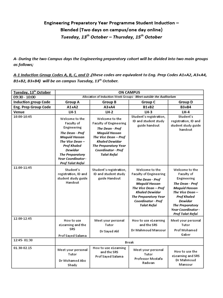 Engineering Prep Year Induction October 2020 FINAL | PDF | Distance Education | Pedagogy