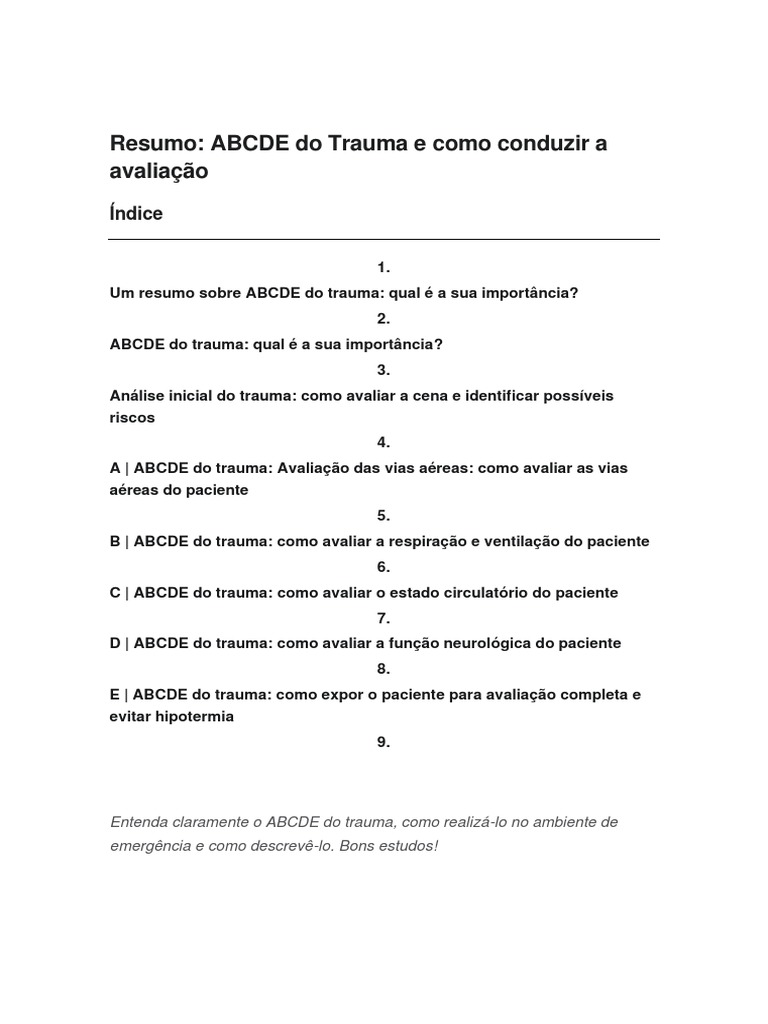 ABC Do Trauma | PDF | Danos | Sangramento
