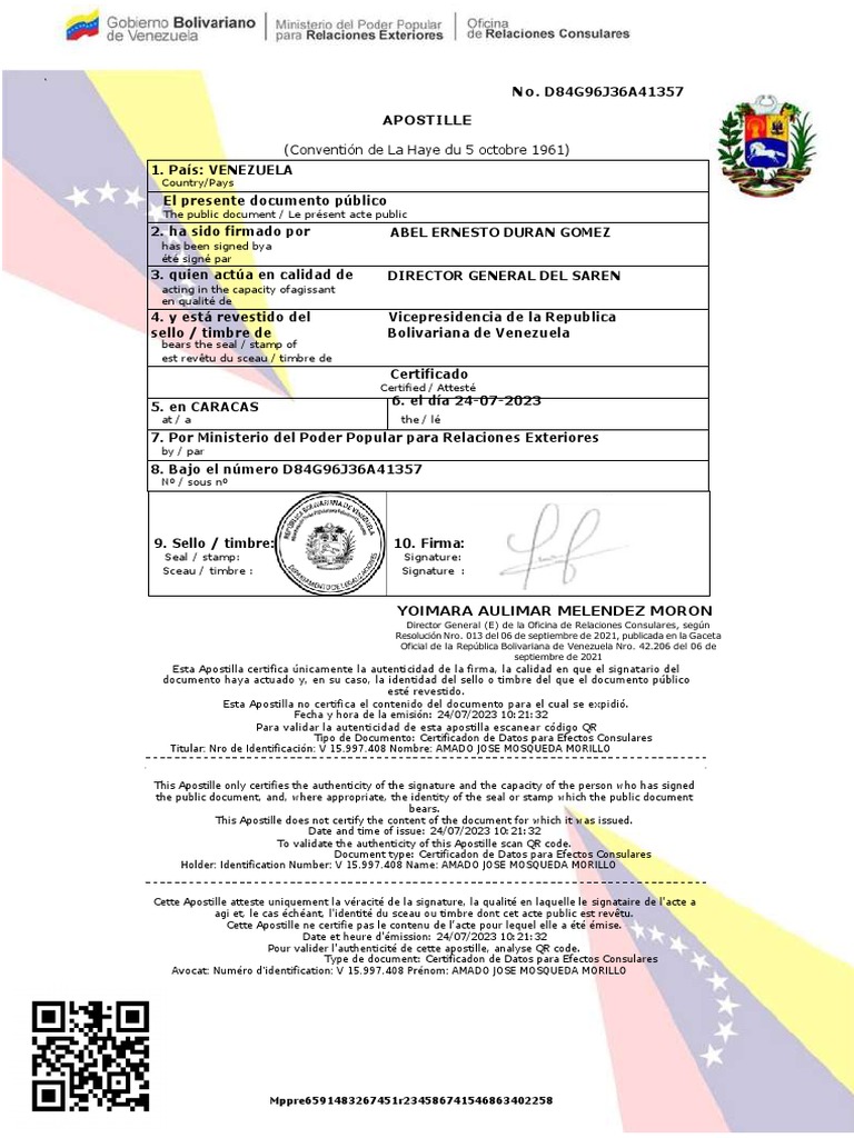 Sello de Apostilla en Venezuela | PDF