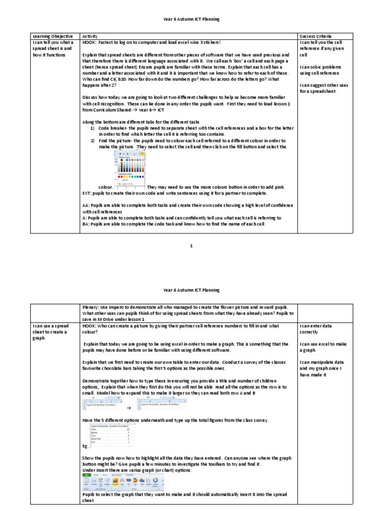 Year 6 | PDF | Spreadsheet | Databases