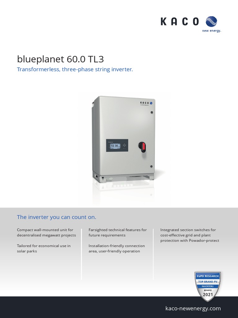 Kaco Blueplanet 60.0TL3 Datasheet | PDF | Power Inverter | Computer ...