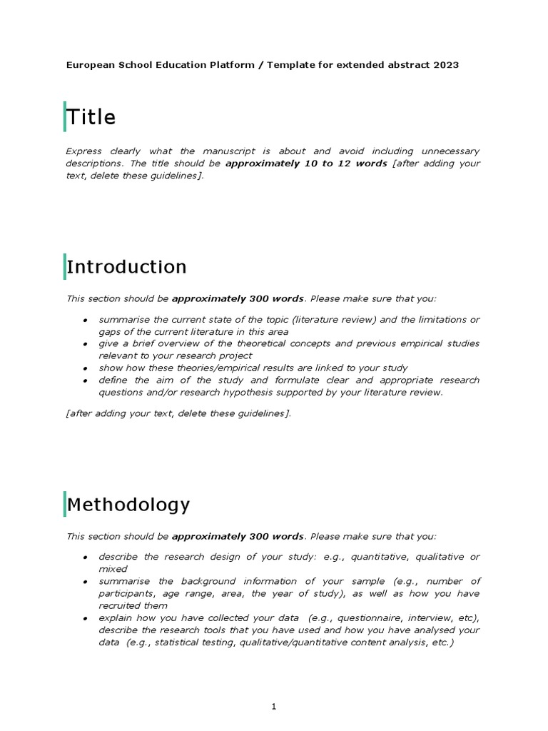 Template Extended Abstract | PDF | Qualitative Research | Science