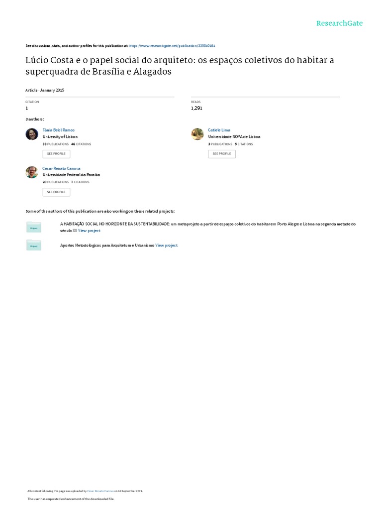 Lcio Costa e o Papel Social | PDF | Sociologia | Urbanismo
