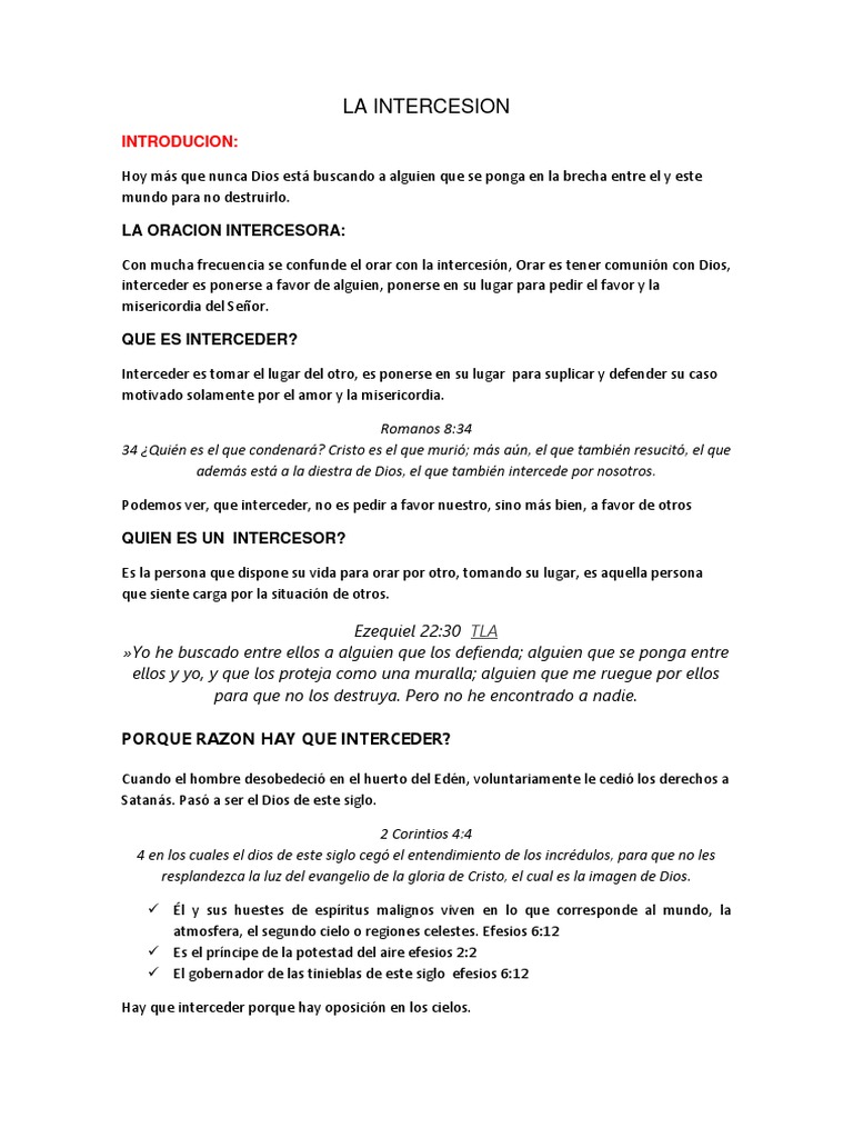 La Intercesion | PDF | Intercesión | Oración