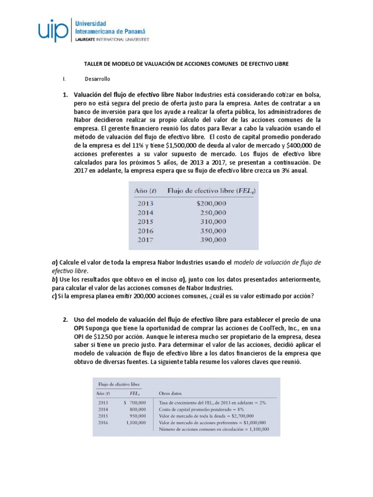 Valuación de Acciones con Flujo de Efectivo | PDF