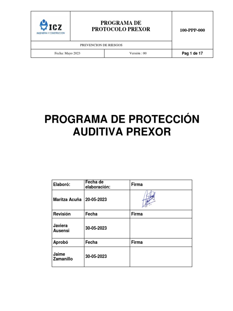 Programa de Protección Auditiva Prexor | PDF