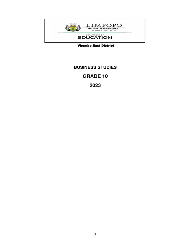 BSTD Grade 10 Notes 2023 | PDF | Financial Markets | Investing