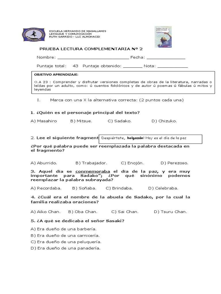 Prueba Lectura Complementaria 2 | PDF