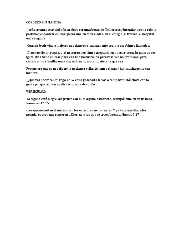 Cordero Sin Mancha | PDF