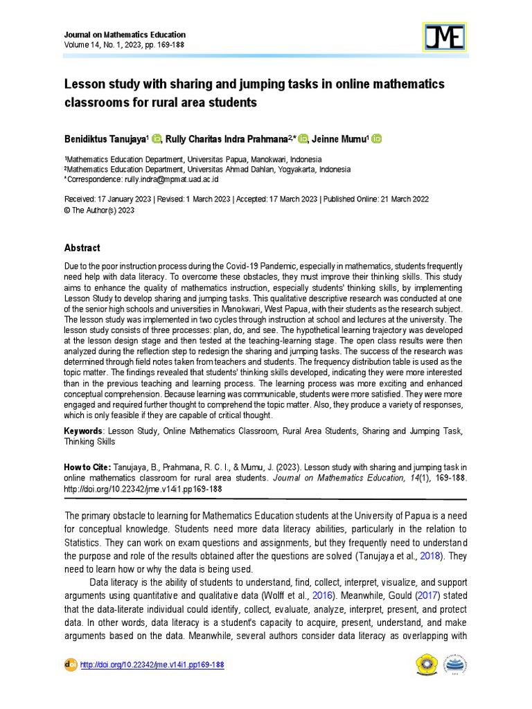 Lesson Study With Sharing and Jumping Task | PDF | Reading ...