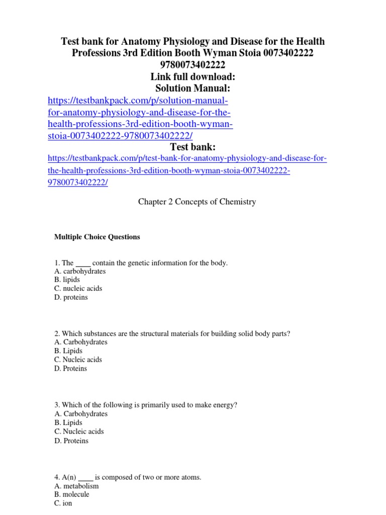 Anatomy Physiology and Disease For The Health Professions 3rd Edition ...