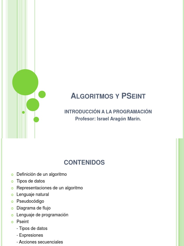 Introducción a Algoritmos y Pseint | PDF | Estructura de datos de matriz | Algoritmos