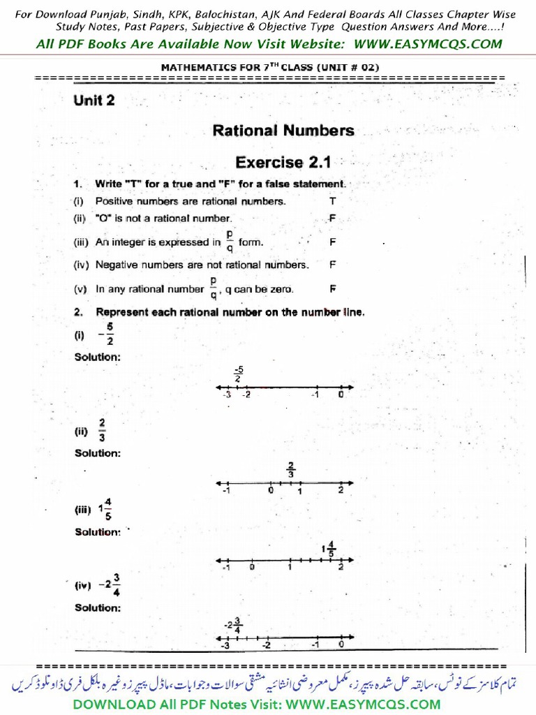 Unit 2 Rational Numbers | PDF