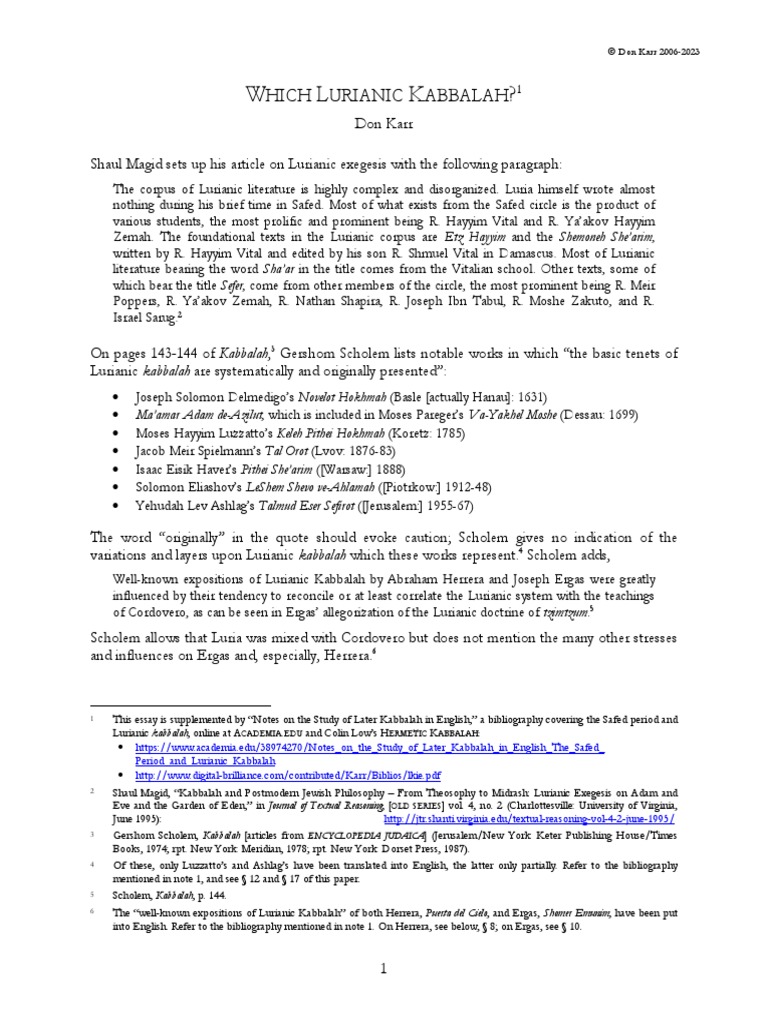 Lurianic Kabbalah: Key Texts and Influences | PDF | Kabbalah | Zohar