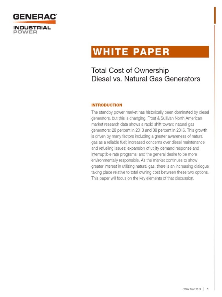 TCO - Diesel Vs Natural Gas Generators | PDF | Diesel Engine ...